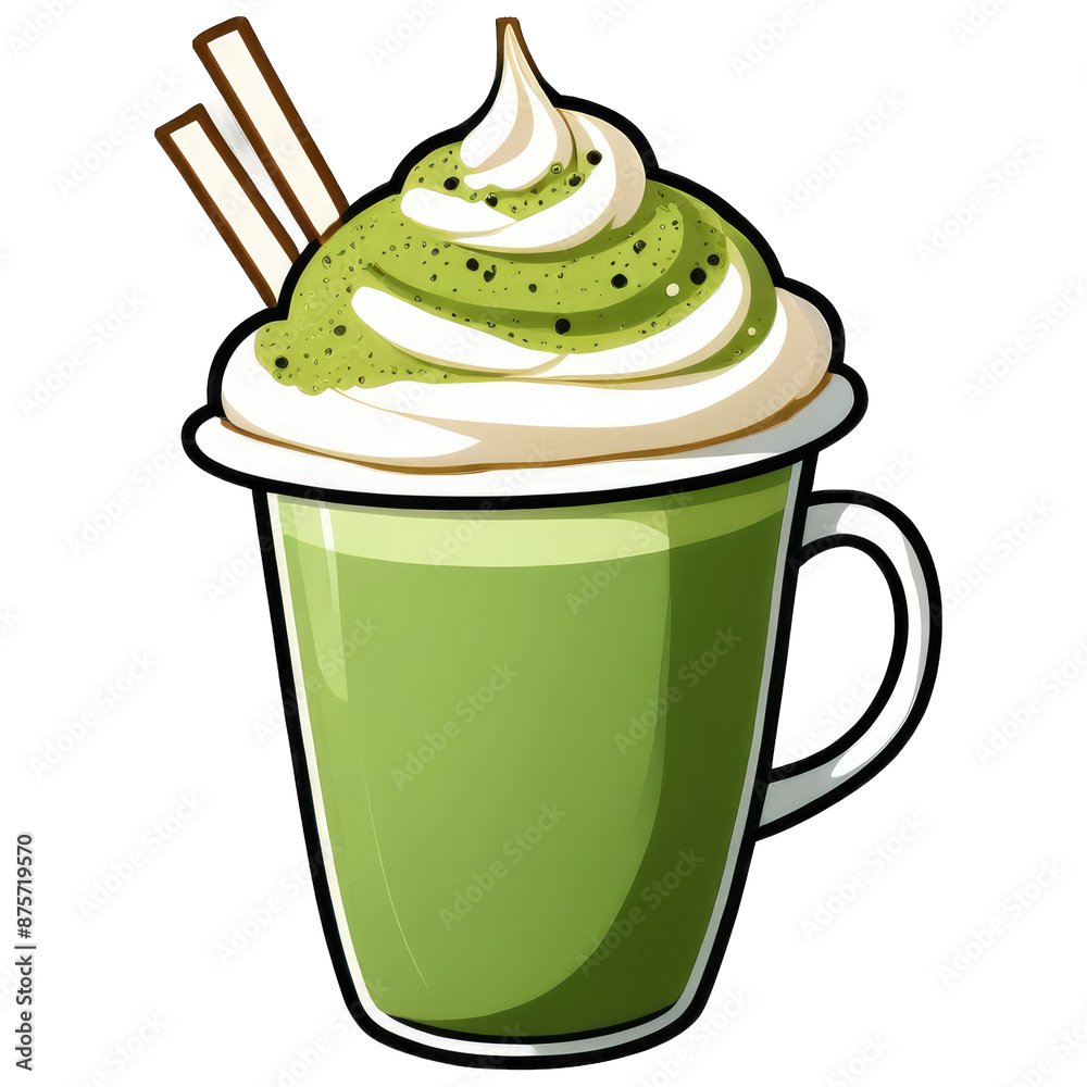 Matcha Cartoon Illustration PNG, Cute Matcha Sticker, Transparent ...