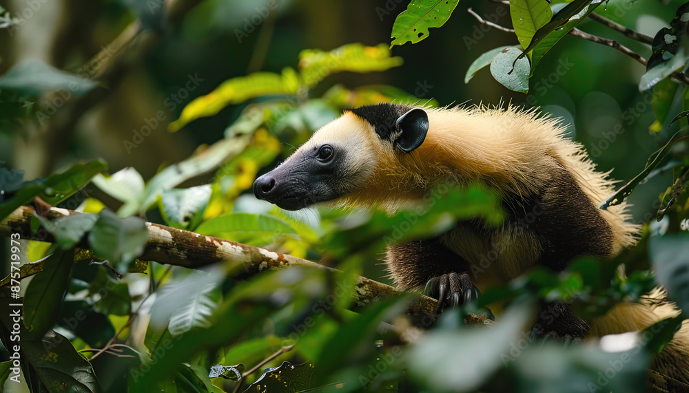 Tamandua in Tropical Rainforest, Interesting Plants in Background ...