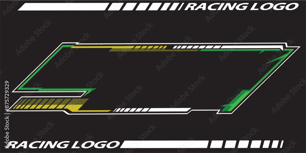Outline and painted racing logo. Isolated in black background, for t ...