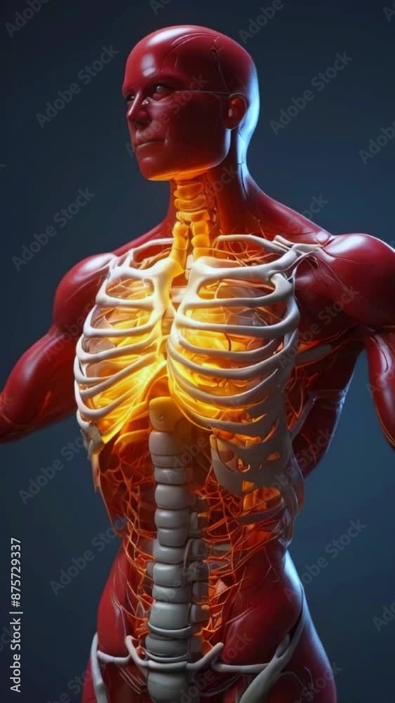 3d rendered illustration of a human body anatomy, concept video of ...