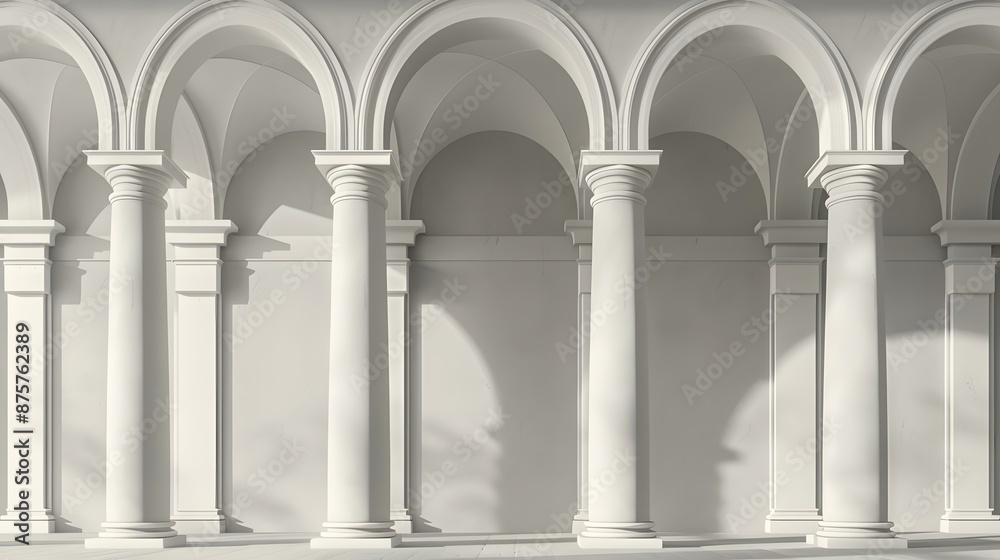 Simplified Roman columns and arches in a monochromatic palette Stock ...