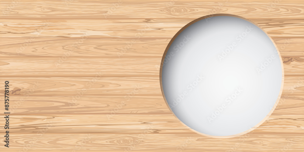 3D circle frame white color paper cut style with cut timber panels ...