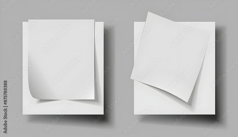 Two white blank paper sheets on transparent background vector ...