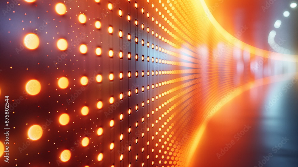 Background made of rectangular dots tiled wallpaper in orange, convex ...