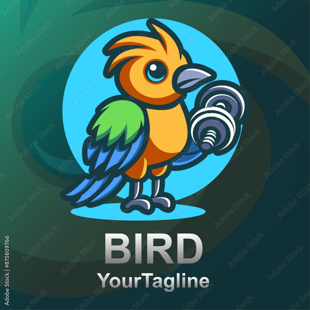 Bird gym mascot logo vector Gym and Fitness Logo Template Modern ...