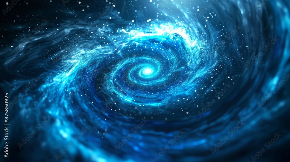 Blue cosmic vortex galaxy background. Abstract cosmic swirl of blue ...