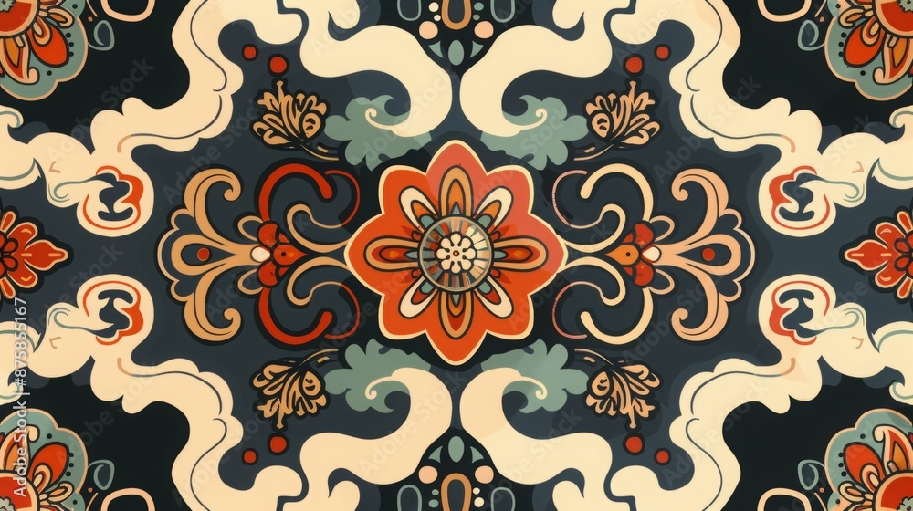 Southeast Asian pattern illustration , Retro Southeast Asian pattern ...