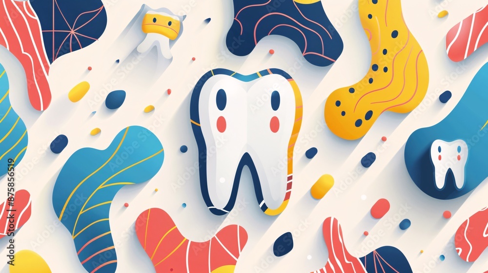 Modern abstract template with dental symbols and tooth patterns, ideal ...