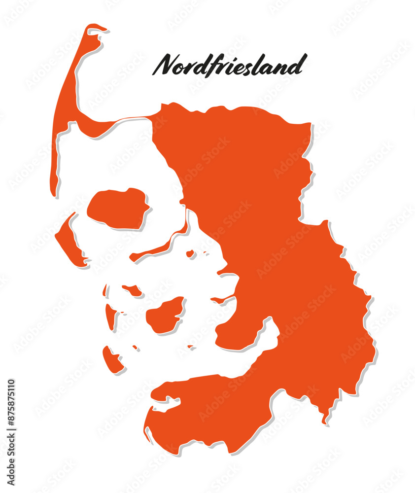 Simple overview map of the northern German region North Frisia Stock ...