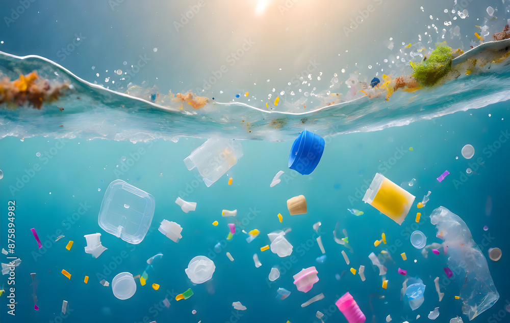microplastics floating in the current, micro plastic pollution in ocean ...