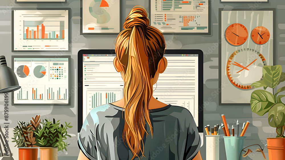 Risk Management: An American risk analyst in a modern office ...