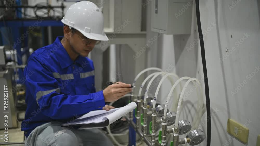 Inside the large Industry Factory male engineer working at Operating ...