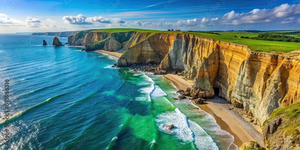 Picturesque cliffs of Nez de Jobourg in Cotentin, Normandie, France ...