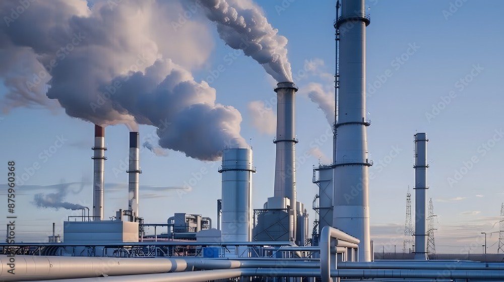 CCS facility at a power plant, illustrating the capture of CO2 ...
