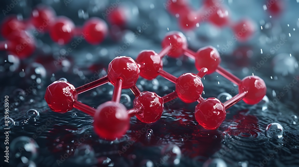 **Simplified model of nitric acid with bonds shown on screen in air ...