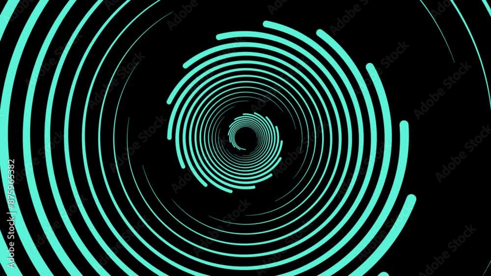 Spiral rotates on a black background. Video radial optical illusion ...