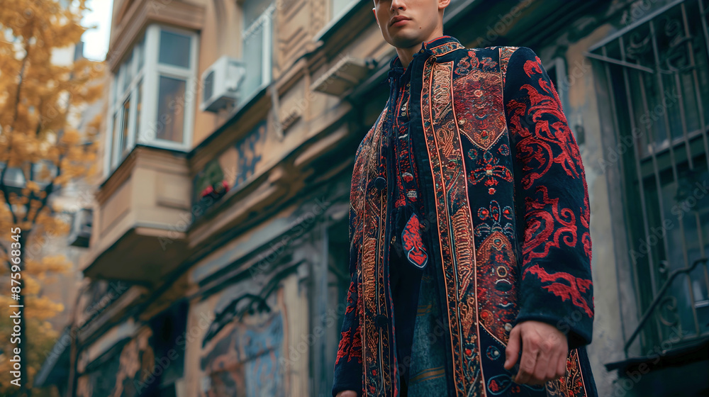Foto de Serbian masculine beautiful man dressed in slavic folklore. Old ...