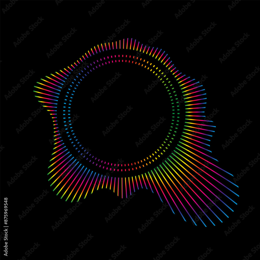 Music equalizer and sound wave. Vector of radial curves spectrum of ...