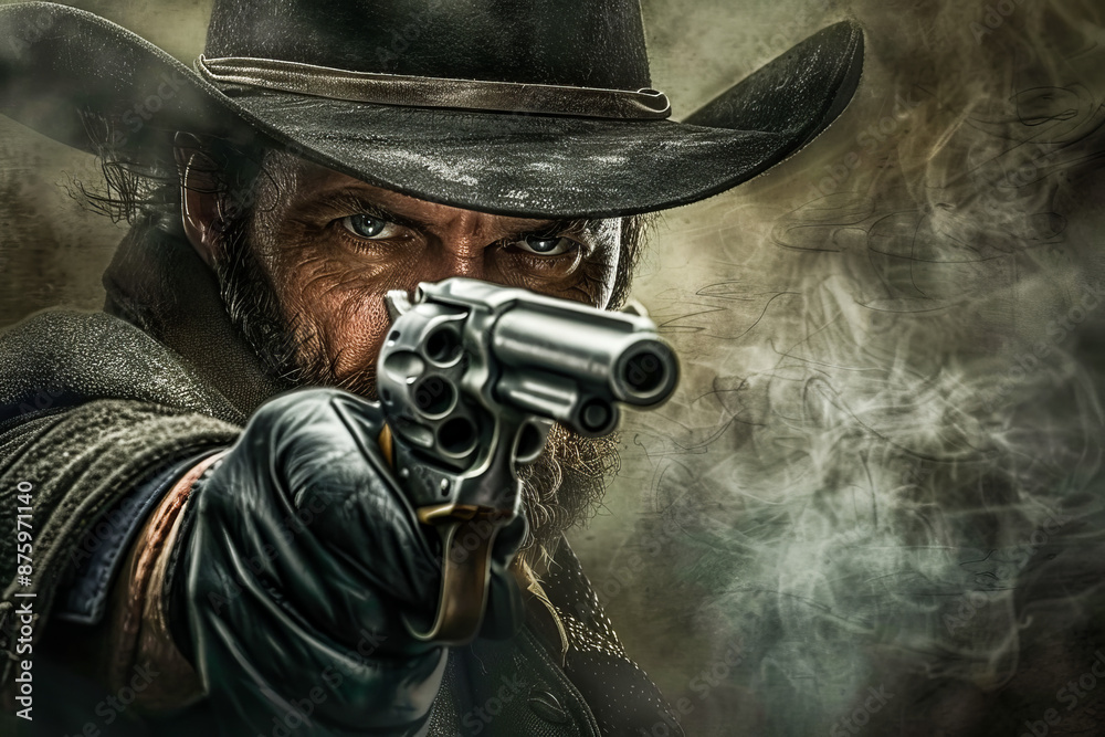 Rough Gunslinger. Generated image. A digital illustration of a painting ...
