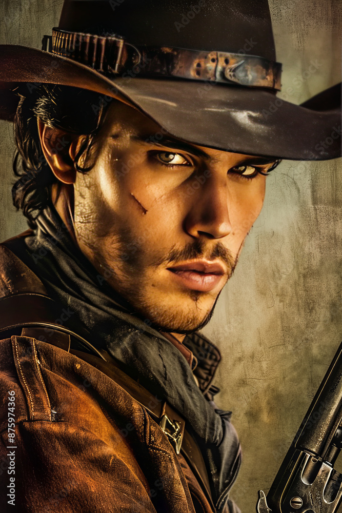 Rough Gunslinger. Generated image. A digital illustration of a painting ...