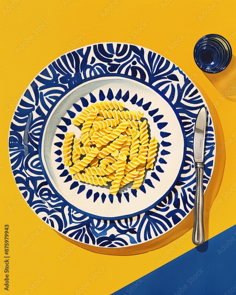Flatlay food in the table fusilli pasta simple yet minimal kawaii ...
