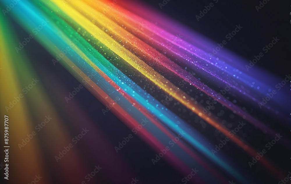 Colored abstract lines of light that visualize the refraction and the ...
