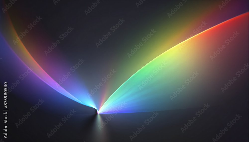 Colored abstract lines of light that visualize the refraction and the ...