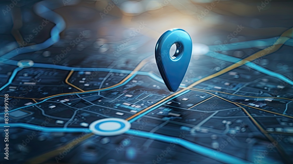 Blue location 3d pin icon of travel navigation road map marker place ...