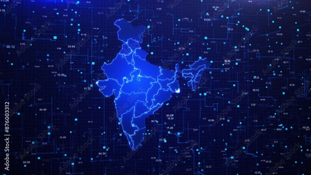 Futuristic cyber digital India map technology network map or global ...