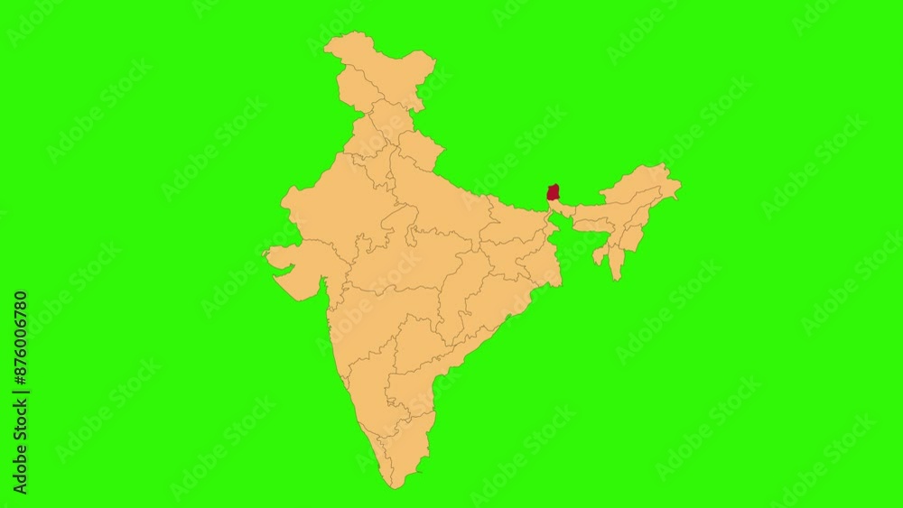 Vidéo Stock Sikkim map animated video. Map Highlighted on the India map ...
