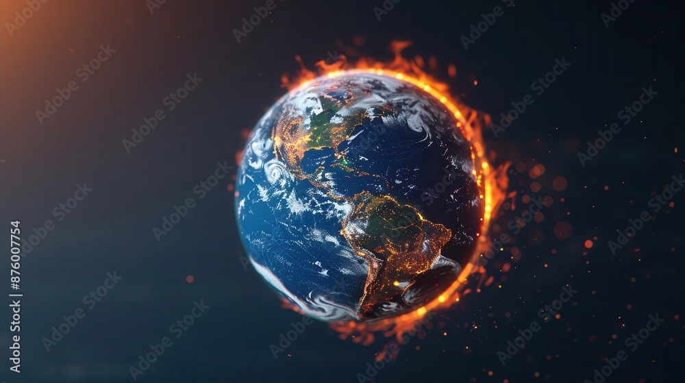Earth with visible heat zones, representing global warming due to ...