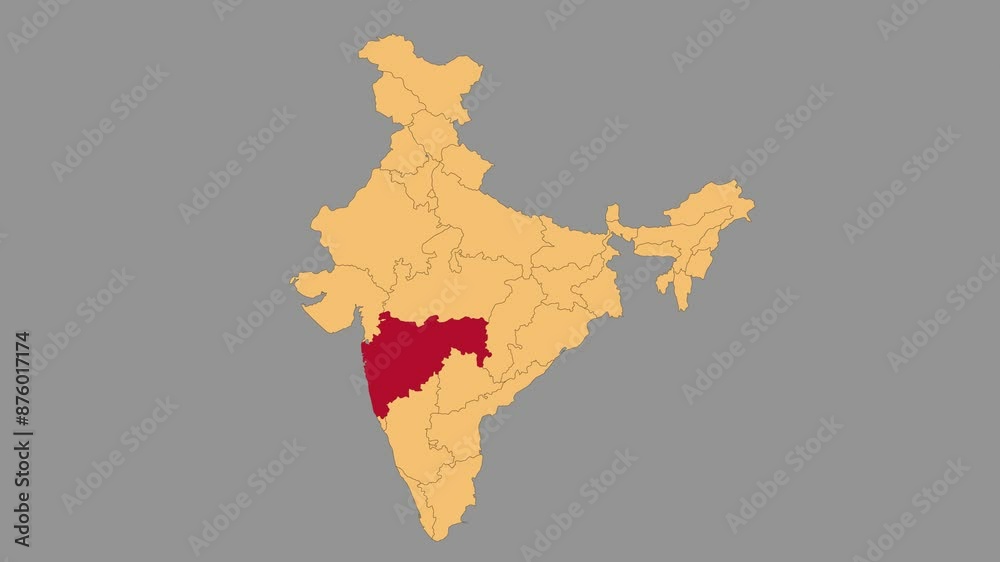 Maharashtra map animated video. Map Highlighted on the India map with ...