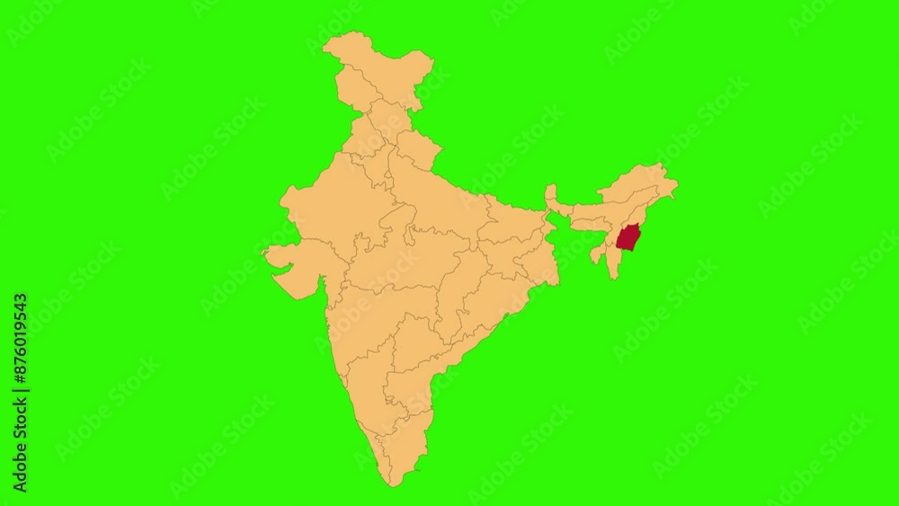 Manipur map animated video. Map Highlighted on the India map with ...