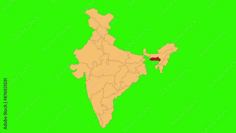 Meghalaya map animated video. Map Highlighted on the India map with ...