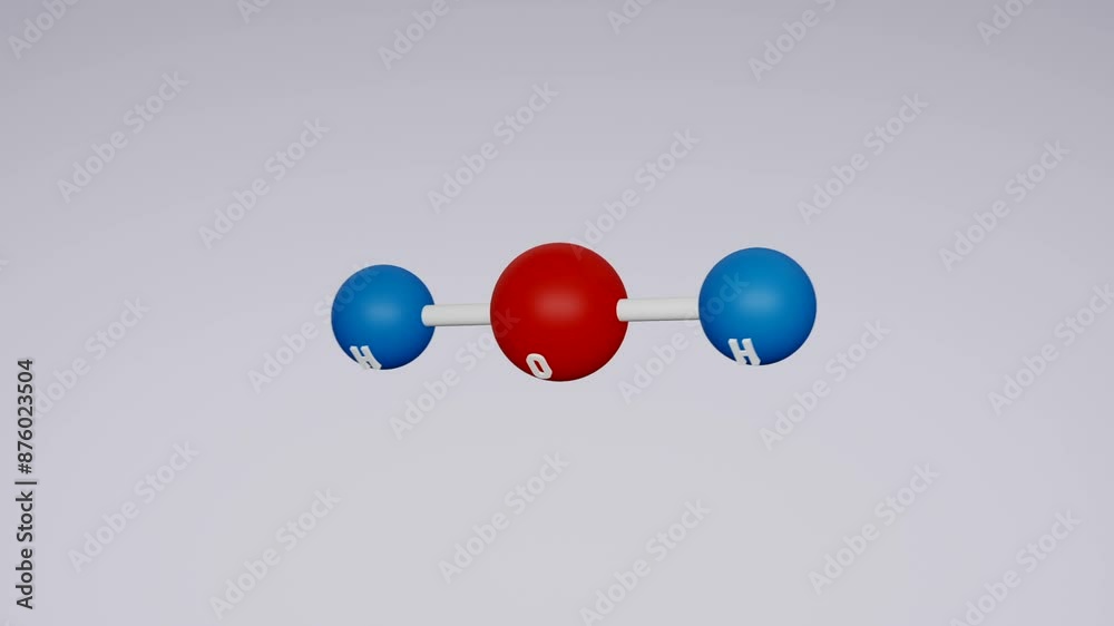 H2O water molecule as model, chemical bond. Oxygen and hydrogen ...