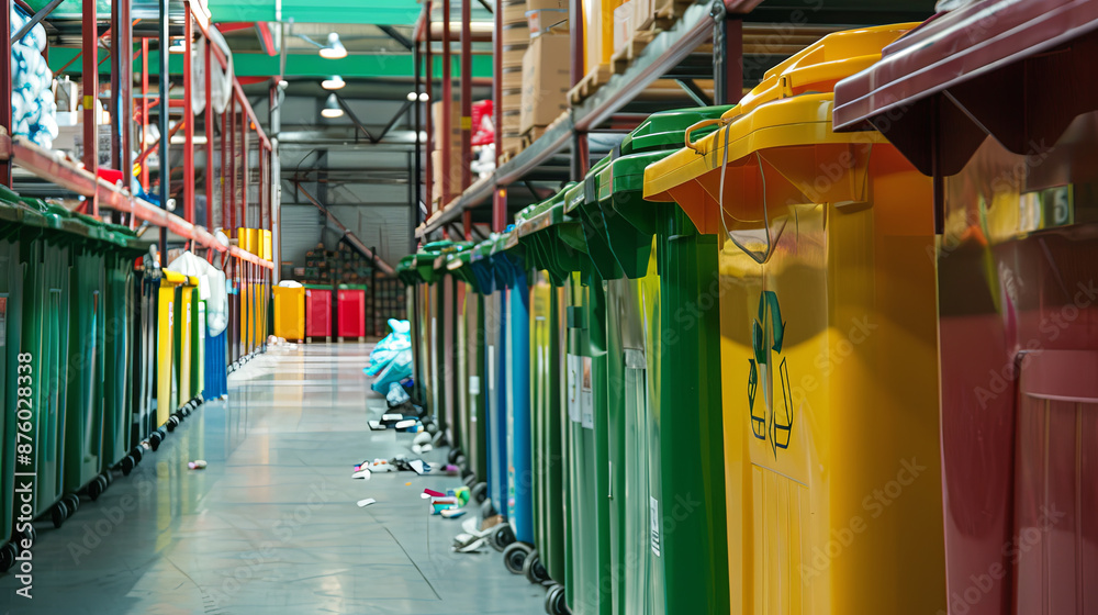 Recycling center with different bins for recyclable materials ...