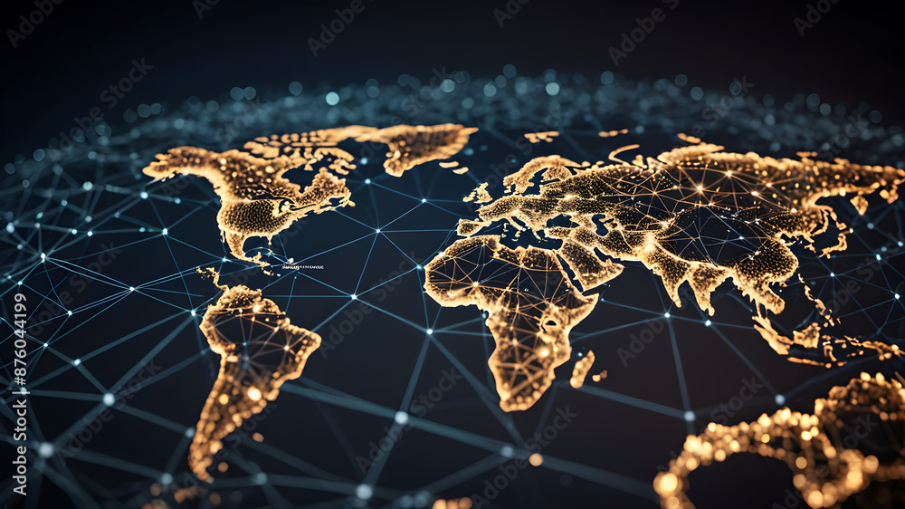 Continent world map. Outline World Map Background. Global network ...