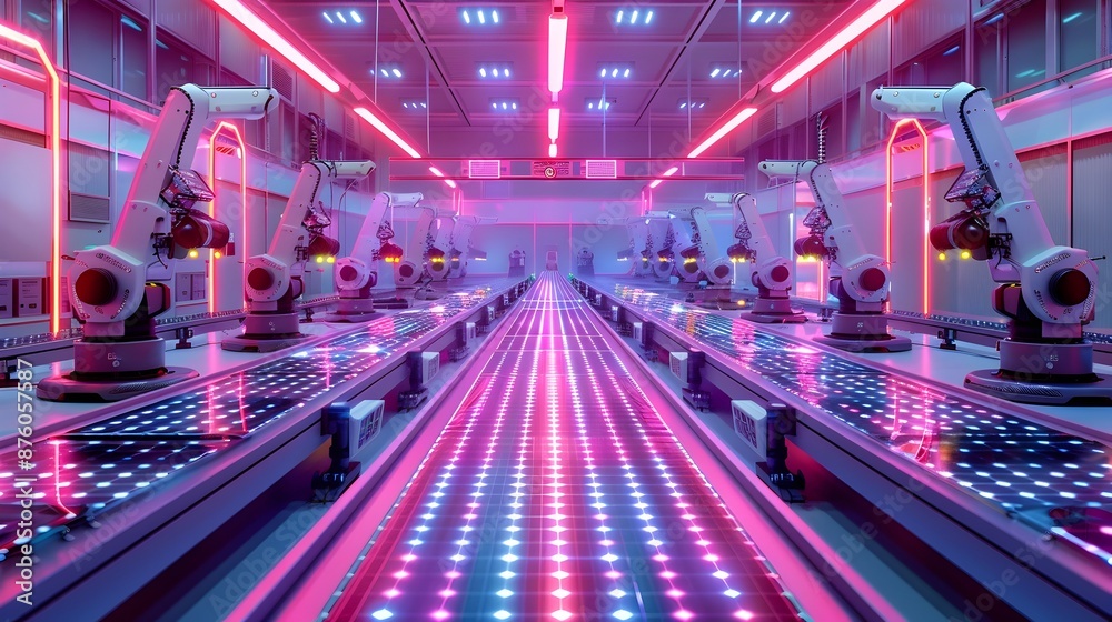 Highly Automated Solar Cell Manufacturing Facility with Robotic Arms ...