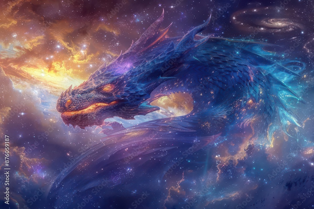 majestic cosmic dragon with scales like galaxies breathing stardust ...