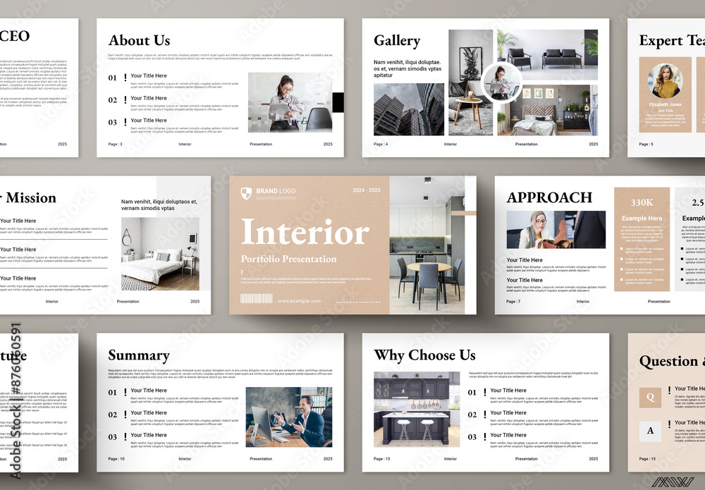 Interior Portfolio Presentation Layout Stock Template | Adobe Stock
