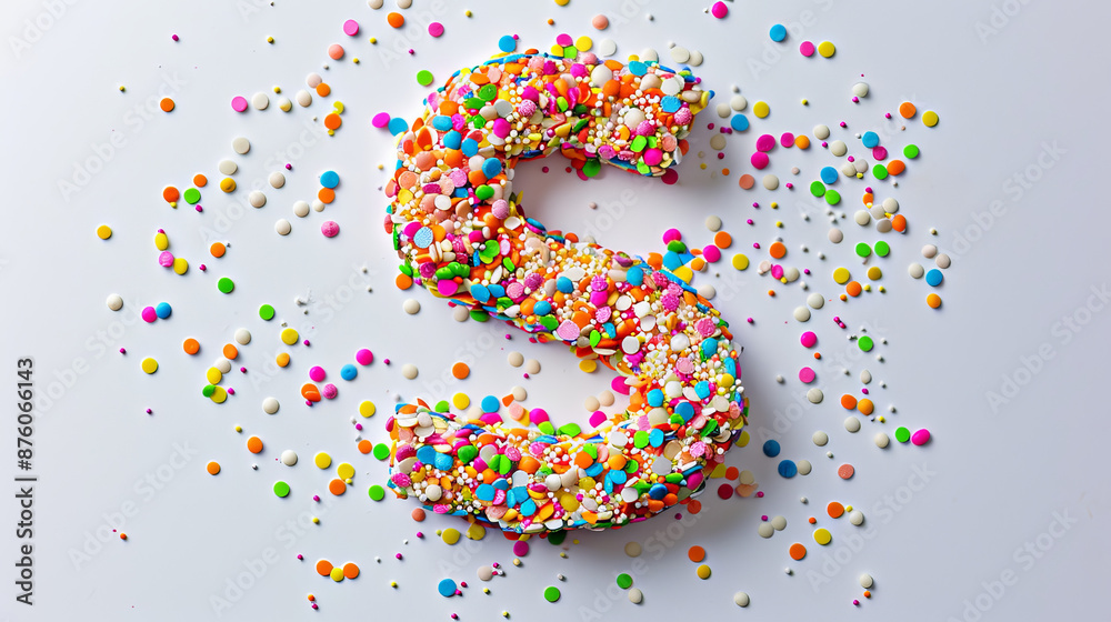 Colorful sugar sprinkles form the letter S on a white background. Stock ...