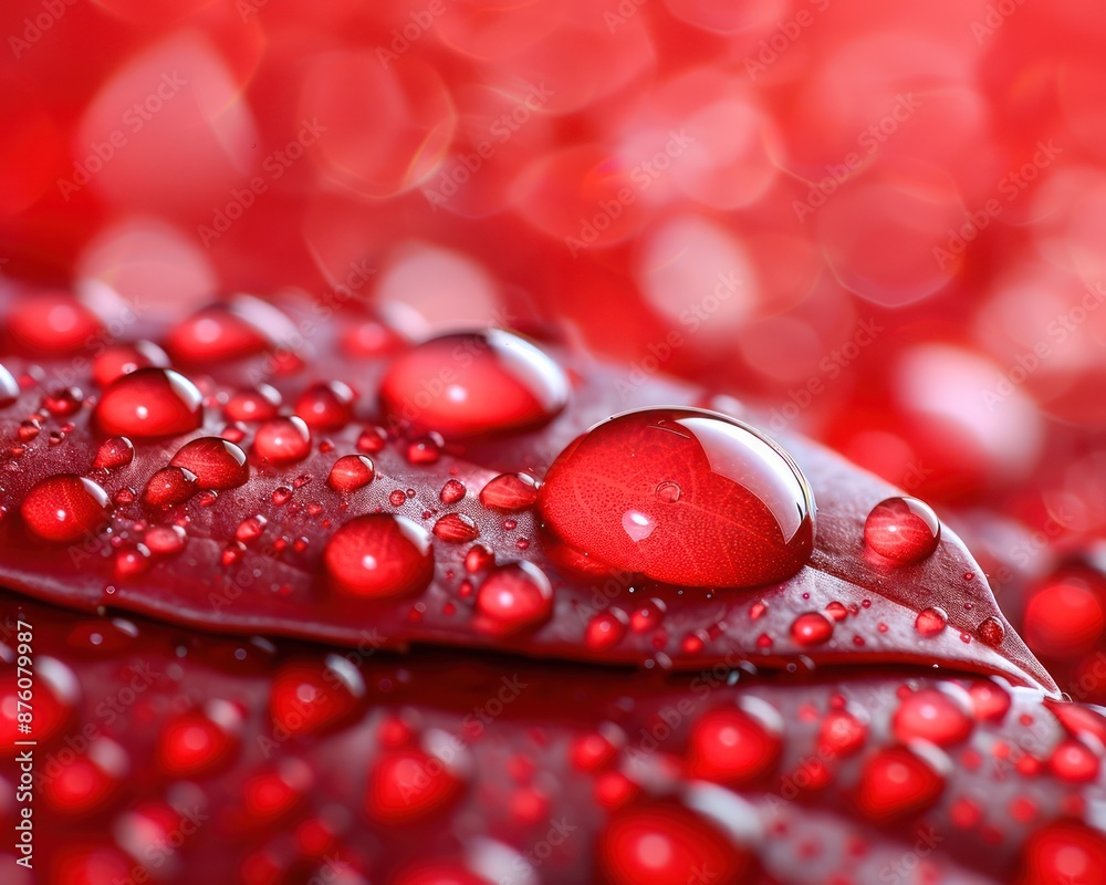 Red Water Drops on Leaf A Symbol of Partnership, Warmth, and Fondness ...