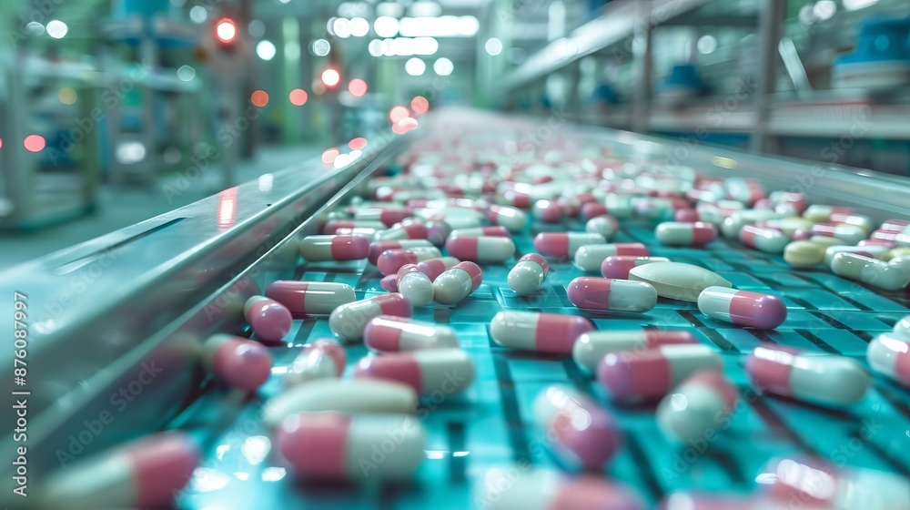 Capsules are Moving on Conveyor at Modern Pharmaceutical Factory ...