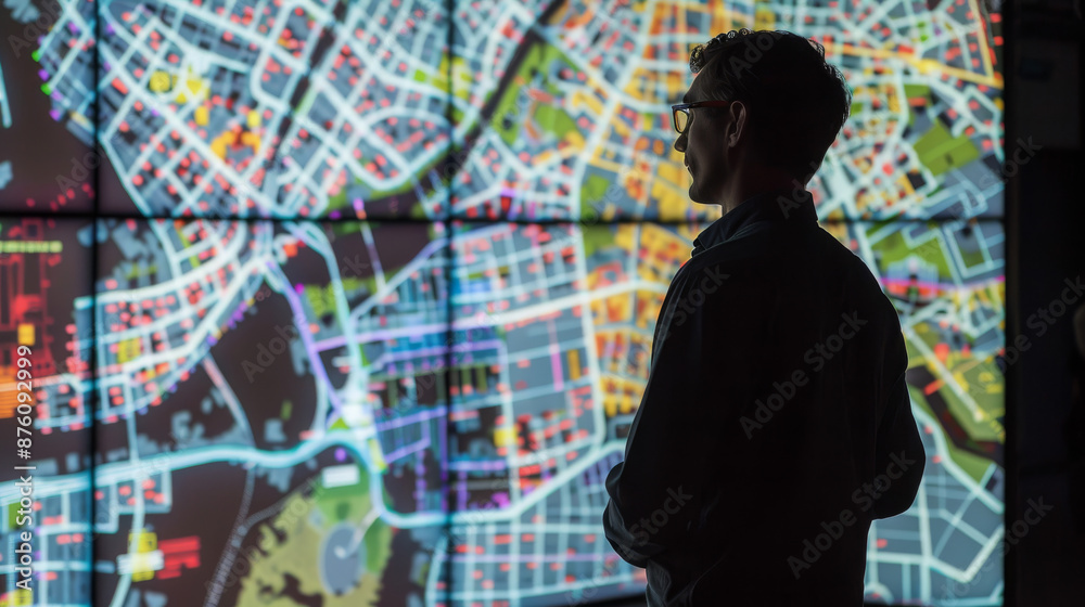 Urban planners using smart maps to visualize and analyze data for city ...