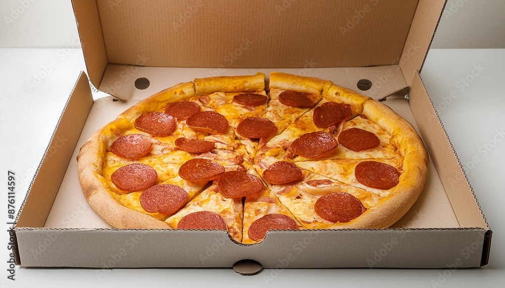 pizza box stack pepperoni inside open top photo isolated transparent ...