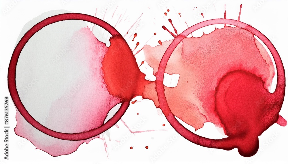 stain ring watercolor circle mark glass red drink isolated on white and ...