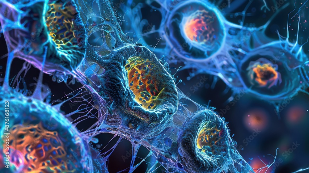 Generate a high-resolution image of lysosomes under a microscope ...