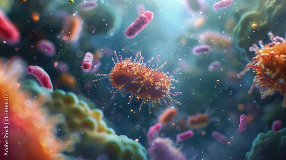 Generate an image showing protozoa in various environments, capturing ...