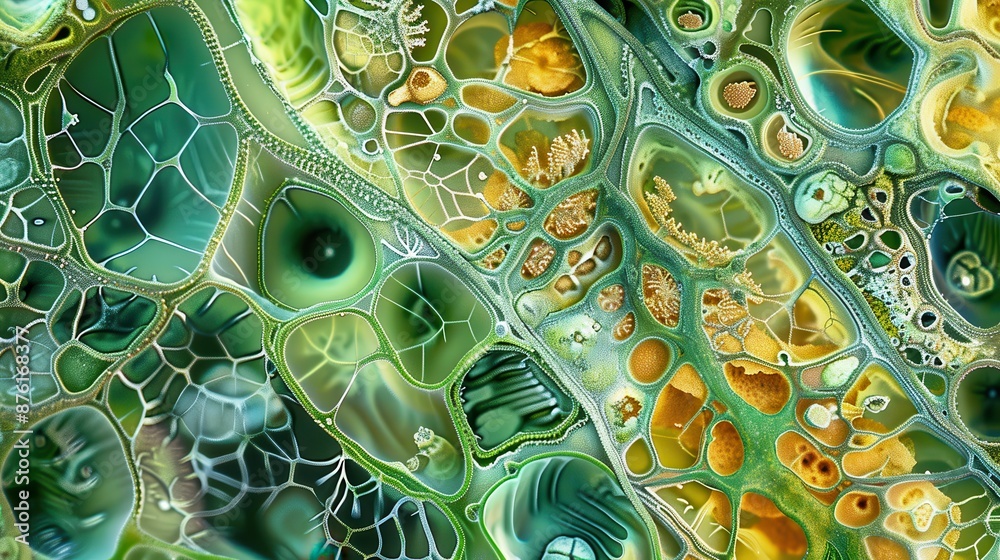 Generate an image of plant tissue, showcasing the detailed structure of ...