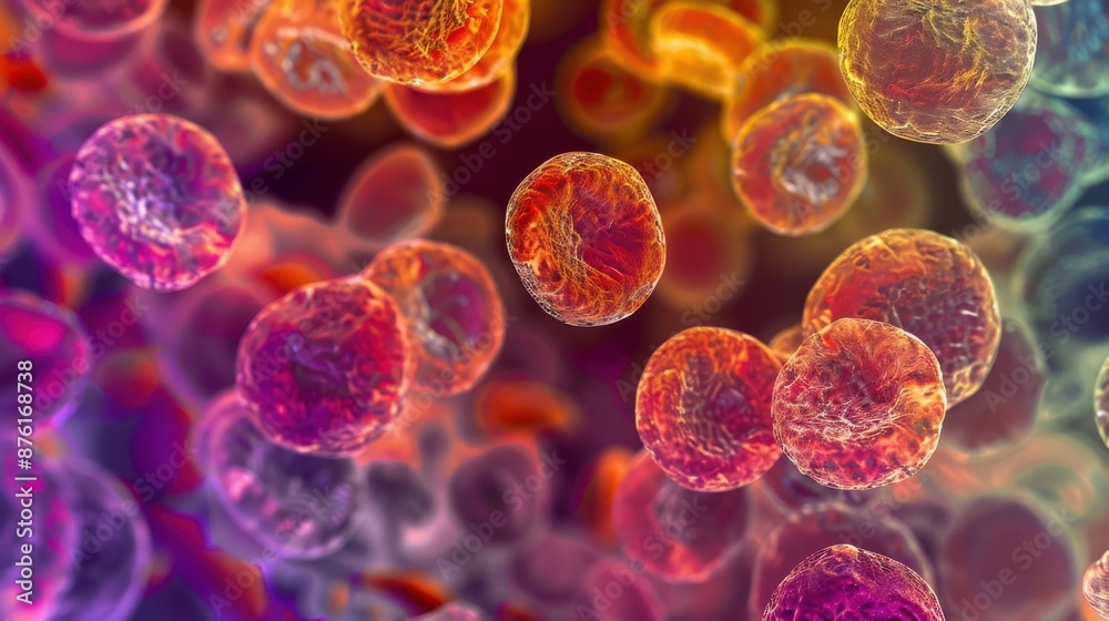 Generate an image of leukocytes, highlighting their various types and ...